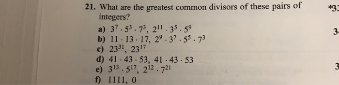 Solved 21. What are the greatest common divisors of these | Chegg.com