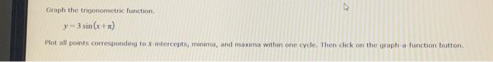 Solved Graph the trigonometric function. y=3sin(x+π) Plot | Chegg.com