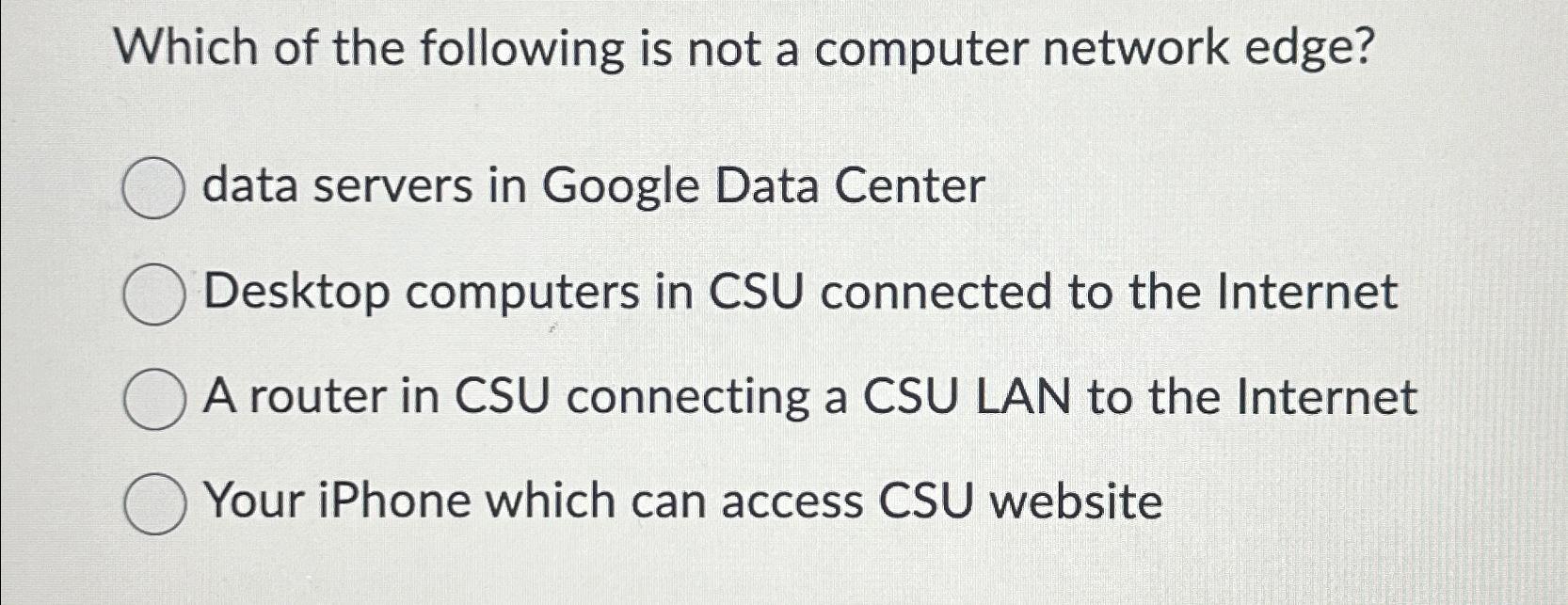 Solved Which of the following is not a computer network | Chegg.com