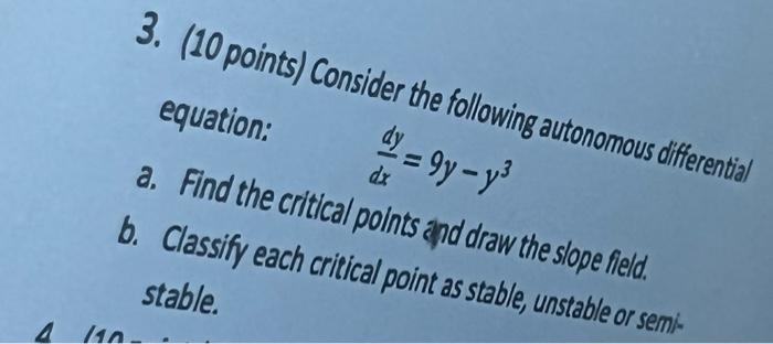 Solved 3. (10points) Consider the following autonomous | Chegg.com ... Solved 3. (10points) Consider the following autonomous | Chegg.com ...
