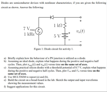 Solved Diodes are semiconductor devices with nonlinear | Chegg.com
