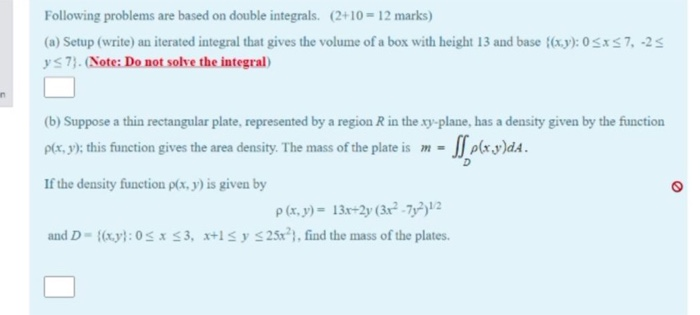 Solved Following problems are based on double integrals. | Chegg.com