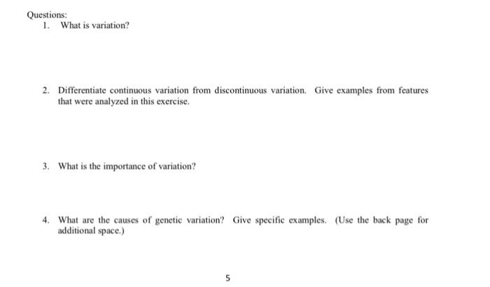 Solved Questions: 1. What is variation? 2. Differentiate | Chegg.com