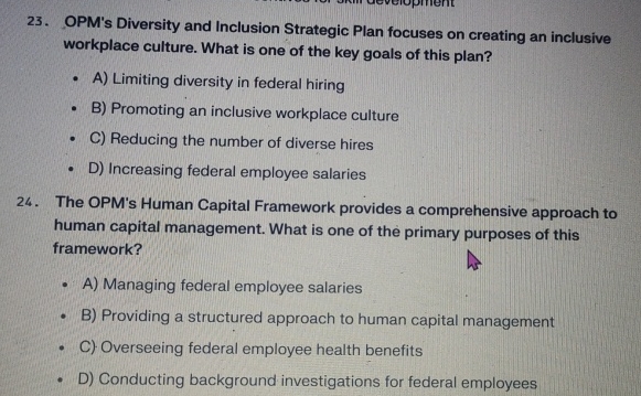 Solved OPM's Diversity and Inclusion Strategic Plan focuses | Chegg.com