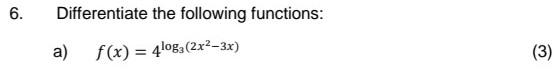 Solved Differentiate the following functions: a) | Chegg.com