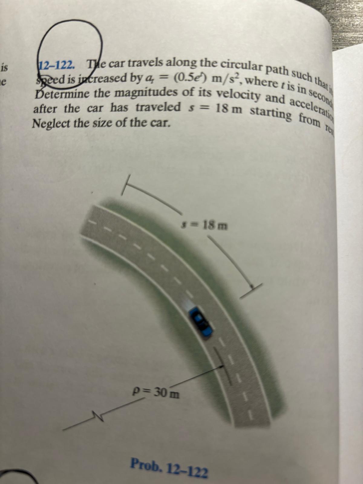 Solved 12-122. ﻿The car travels along the circular path such | Chegg.com