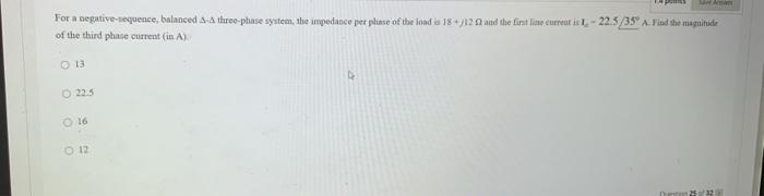 Solved For a negative-sequence, balanced a three-phase | Chegg.com