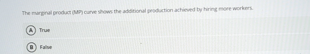 Solved The marginal product (MP) ﻿curve shows the additional | Chegg.com