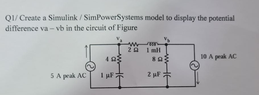 Solved Q1/ ﻿Create a Simulink / ﻿SimPowerSystems model to | Chegg.com