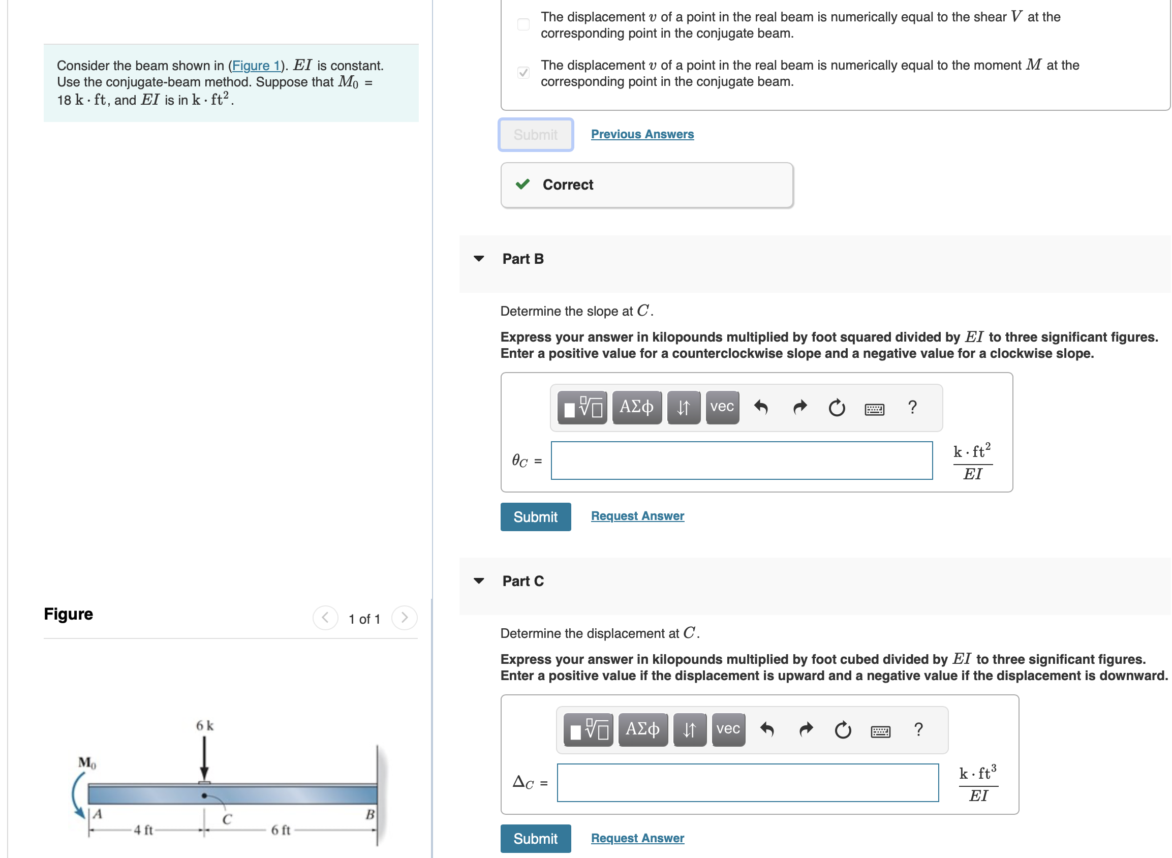 Solved Consider the beam shown in (Figure 1). EI is | Chegg.com