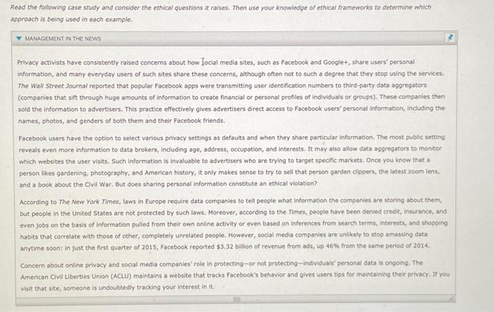 Solved Read the following case study and consider the | Chegg.com