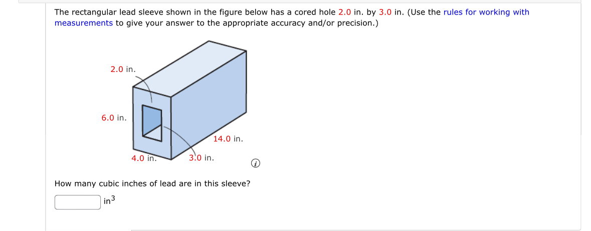 Solved The rectangular lead sleeve shown in the figure below | Chegg.com
