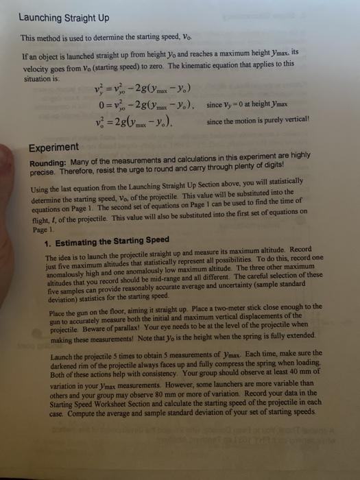 5-1 Lab 5: Projectile Motion Objective: Predict where | Chegg.com