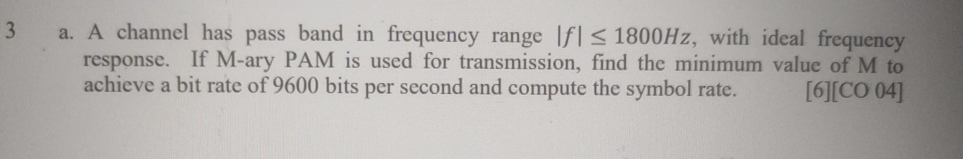 Solved a. A channel has pass band in frequency range | Chegg.com