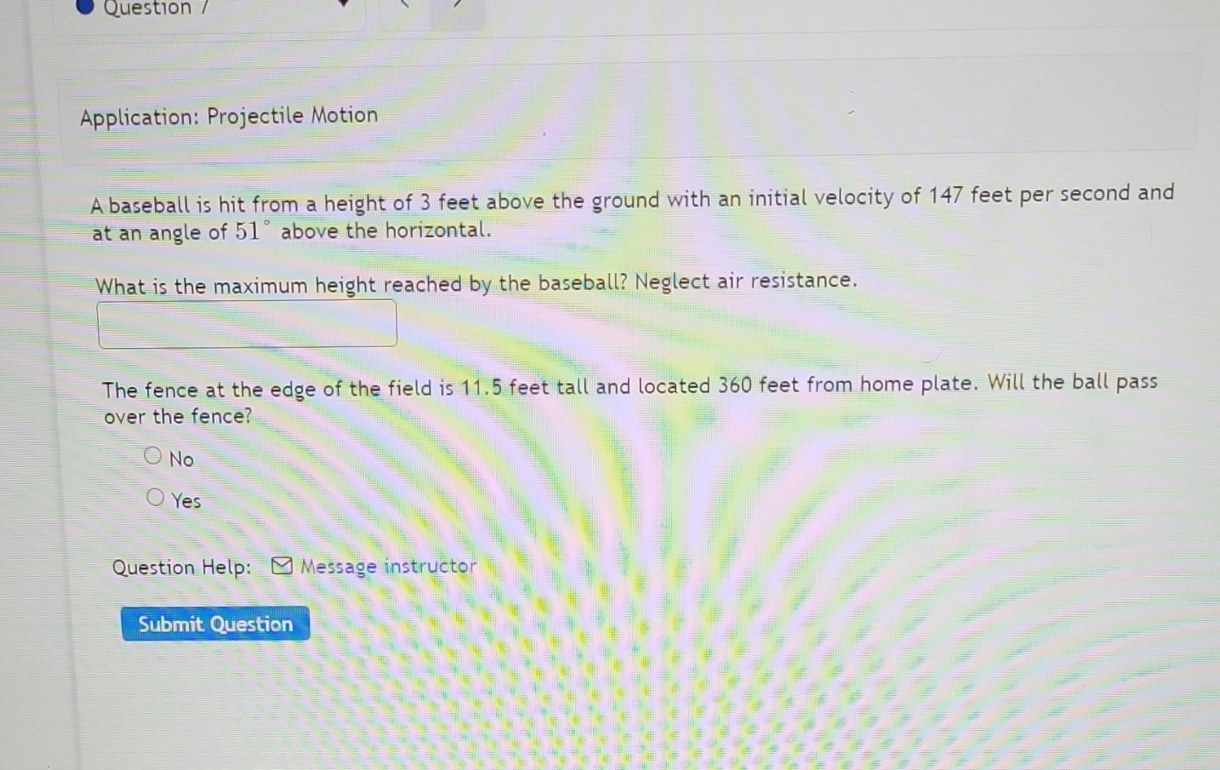 Solved A baseball is hit from a height of 3 feet above the | Chegg.com