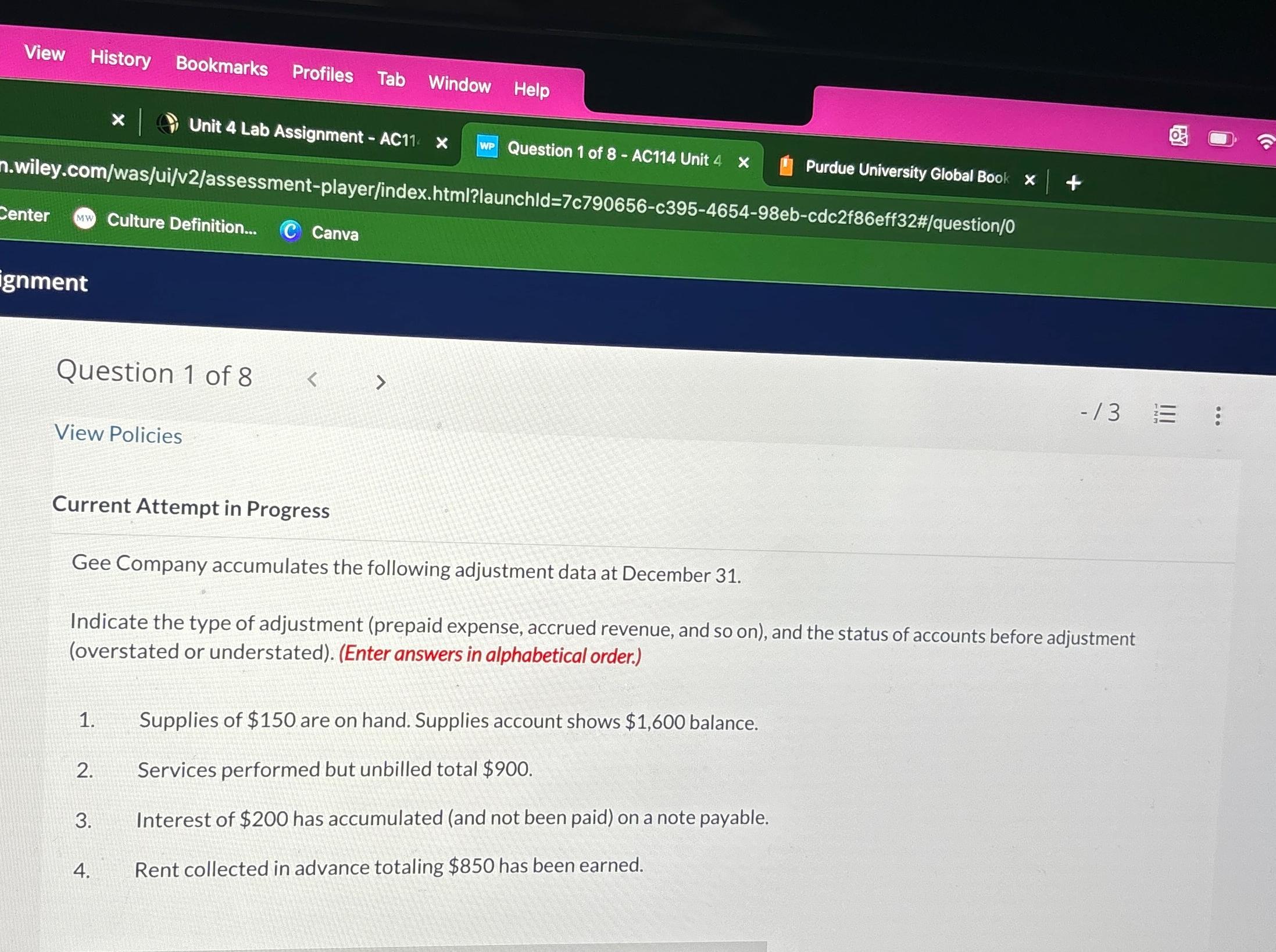 Solved Question 1 ﻿of 8View PoliciesCurrent Attempt in | Chegg.com