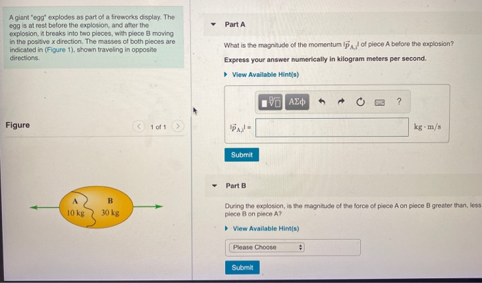 Solved Part A A giant "egg" explodes as part of a fireworks | Chegg.com