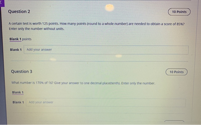 Solved Question 2 10 Points A certain test is worth 125 | Chegg.com