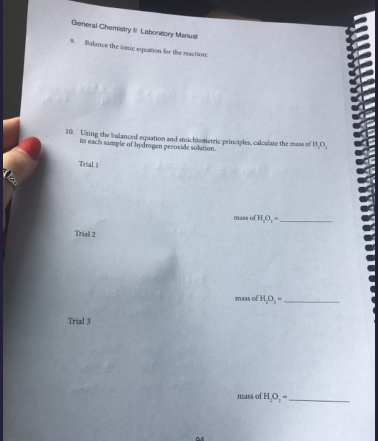 General Chemistry II Laboratory Manual9. ﻿Balance the | Chegg.com