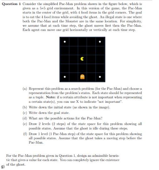 Solved Question 1 Consider the simplified Pac-Man problem | Chegg.com