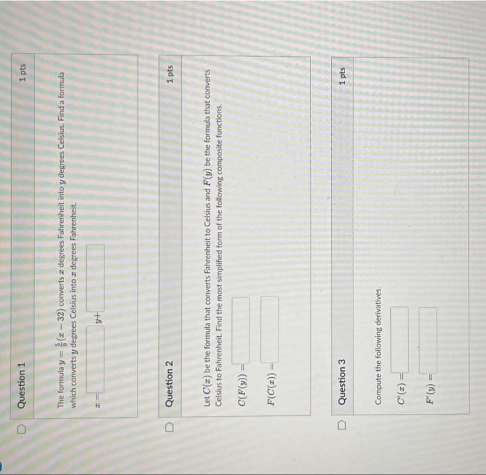 Solved The formula y=95(x−32) converts x degrees Fahrenheit | Chegg.com