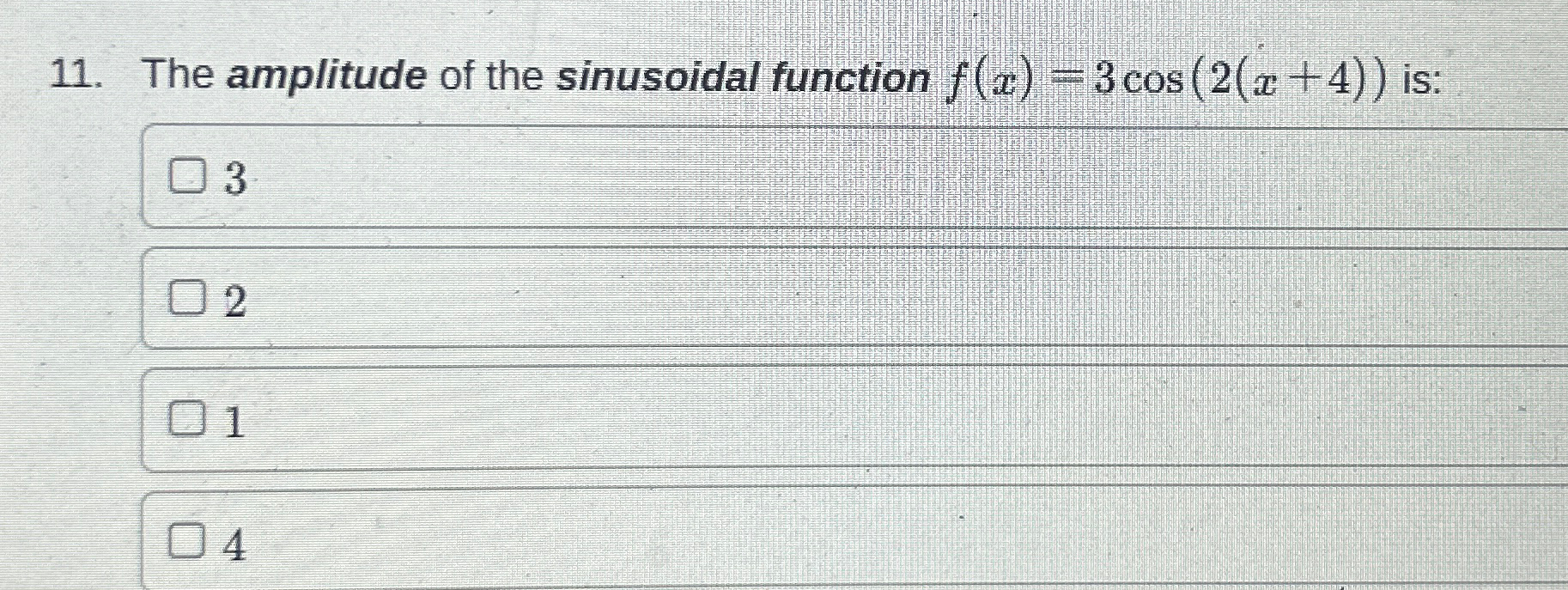 Solved The amplitude of the sinusoidal function | Chegg.com