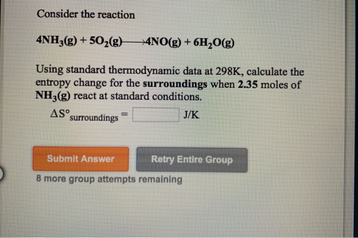 Solved Consider the reaction 4NH3(g) + 502(g) >4NO(g) + | Chegg.com
