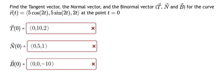Solved Find the Tangent vector, the Normal vector, and the | Chegg.com
