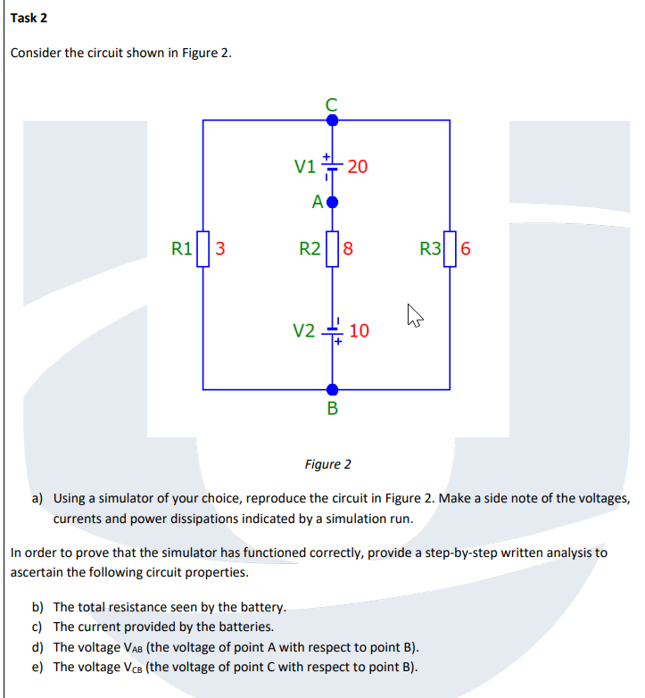 using multisim simulator Task 2Consider the circuit | Chegg.com