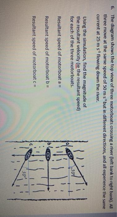 Solved 6. The diagram shows the top view of three motorboats | Chegg.com