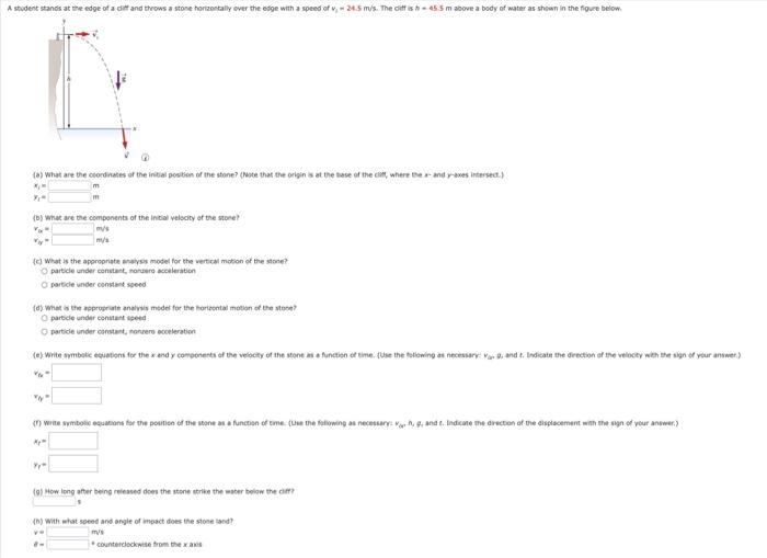 Solved dent stands at the edpe of a dit and throws a stone | Chegg.com