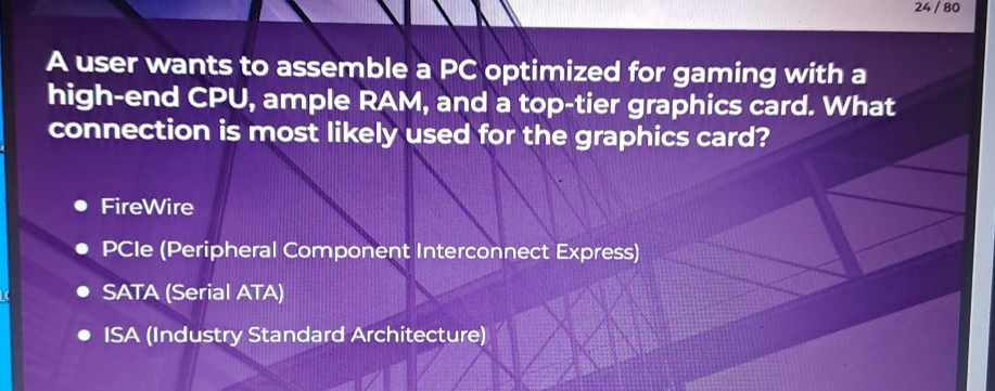 Solved A user wants to assemble a PC optimized for gaming | Chegg.com