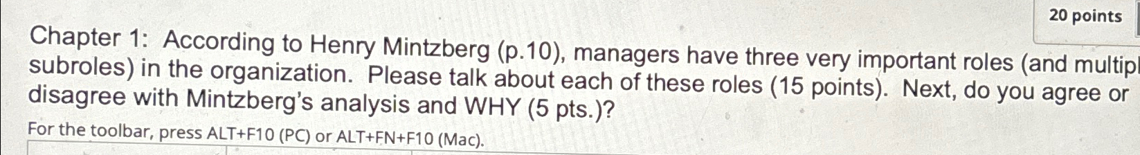 Solved 20 ﻿pointsChapter 1: According to Henry Mintzberg | Chegg.com