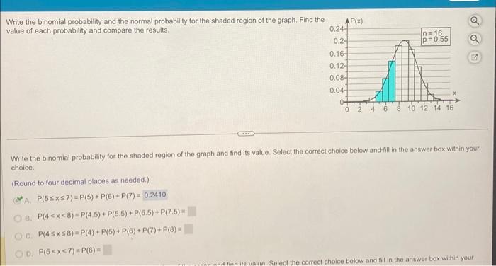 Solved Write the binomial probability and the normal | Chegg.com