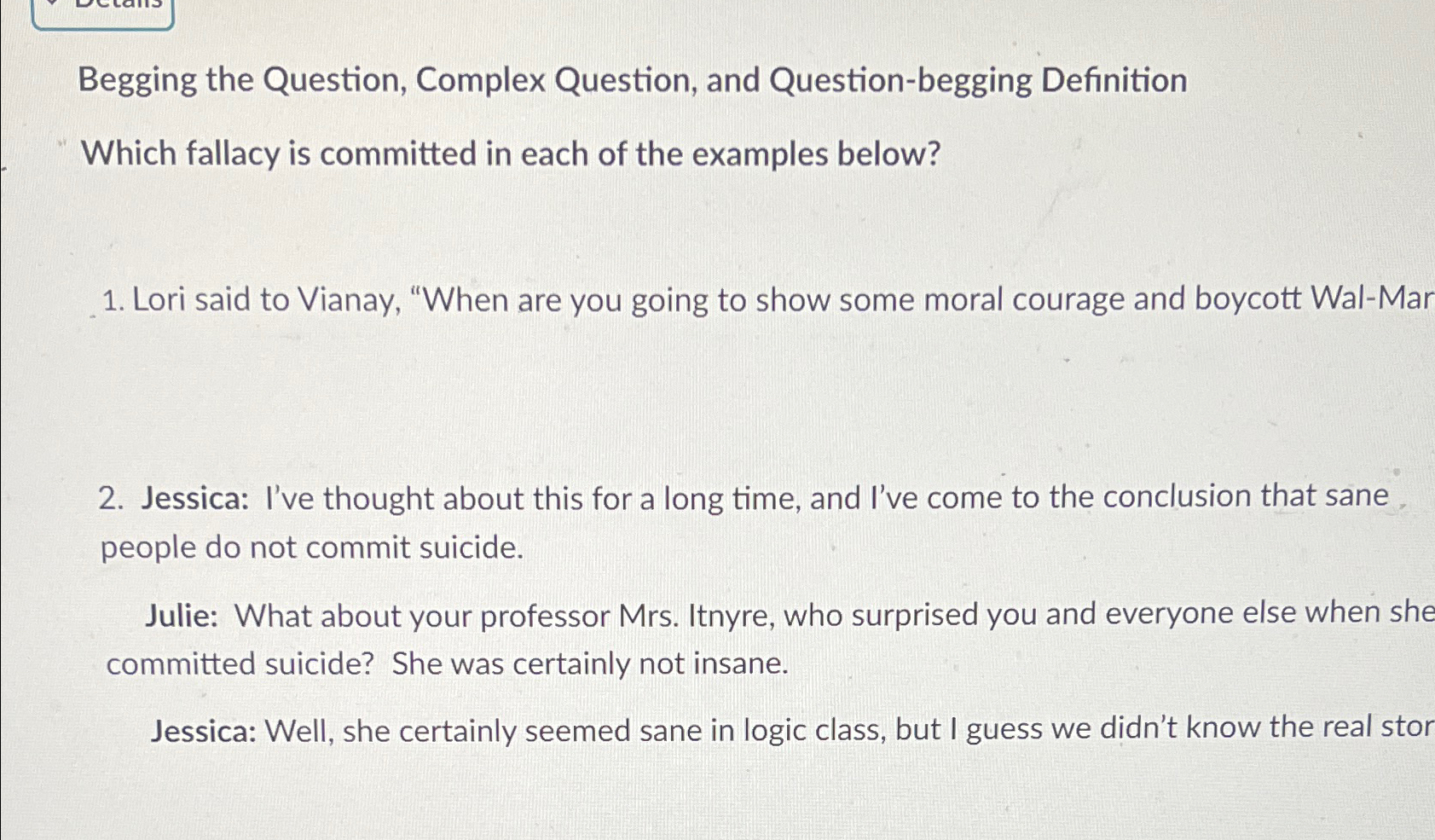 Solved Begging the Question, Complex Question, and | Chegg.com