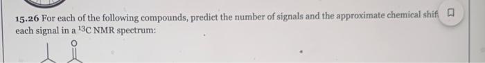 Solved 15.26 For each of the following compounds, predict | Chegg.com