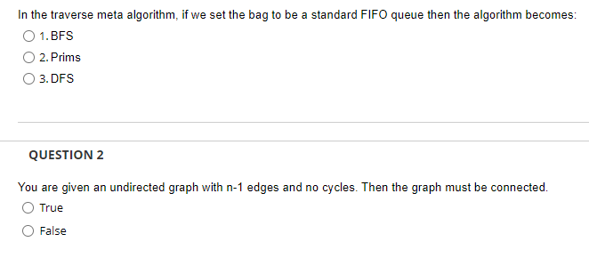 Solved In the traverse meta algorithm, if we set the bag to | Chegg.com