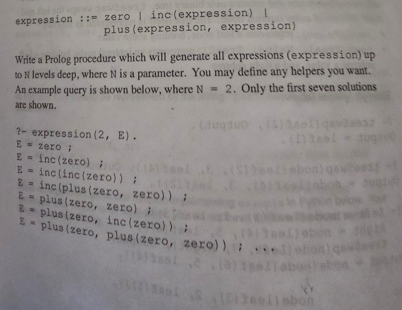 Solved expression ::= zero | inc(expression) | | Chegg.com