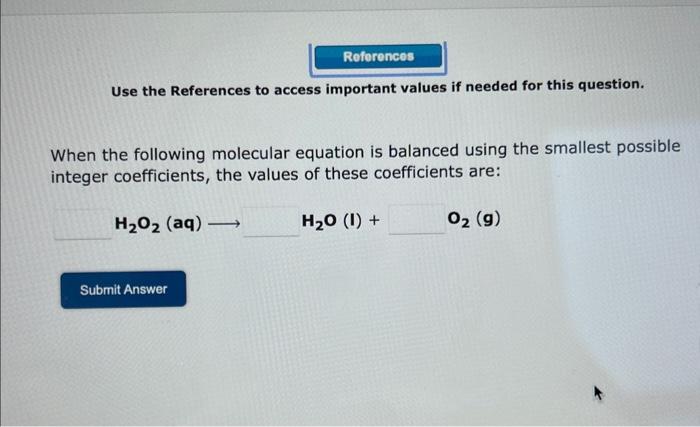 Solved When the following molecular equation is balanced | Chegg.com