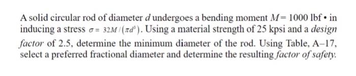 Solved A solid circular rod of diameter d undergoes a | Chegg.com
