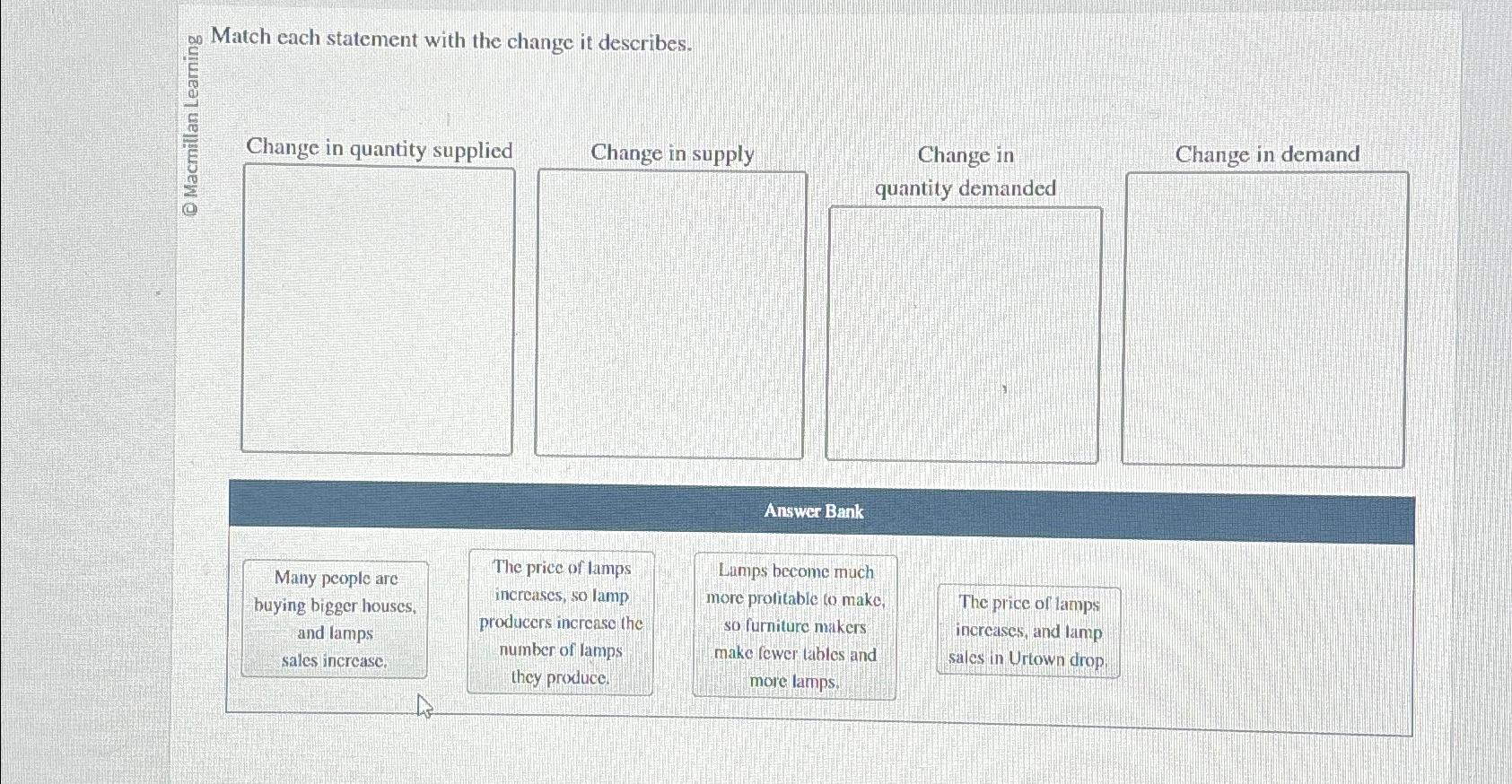 Solved Match each statement with the change it | Chegg.com