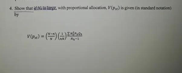 Solved 4. Show that at proportional allocation, V(pst) is | Chegg.com