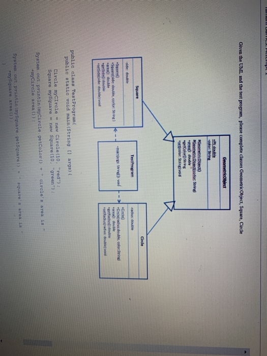 Solved Given the UML and the test program, please complete | Chegg.com