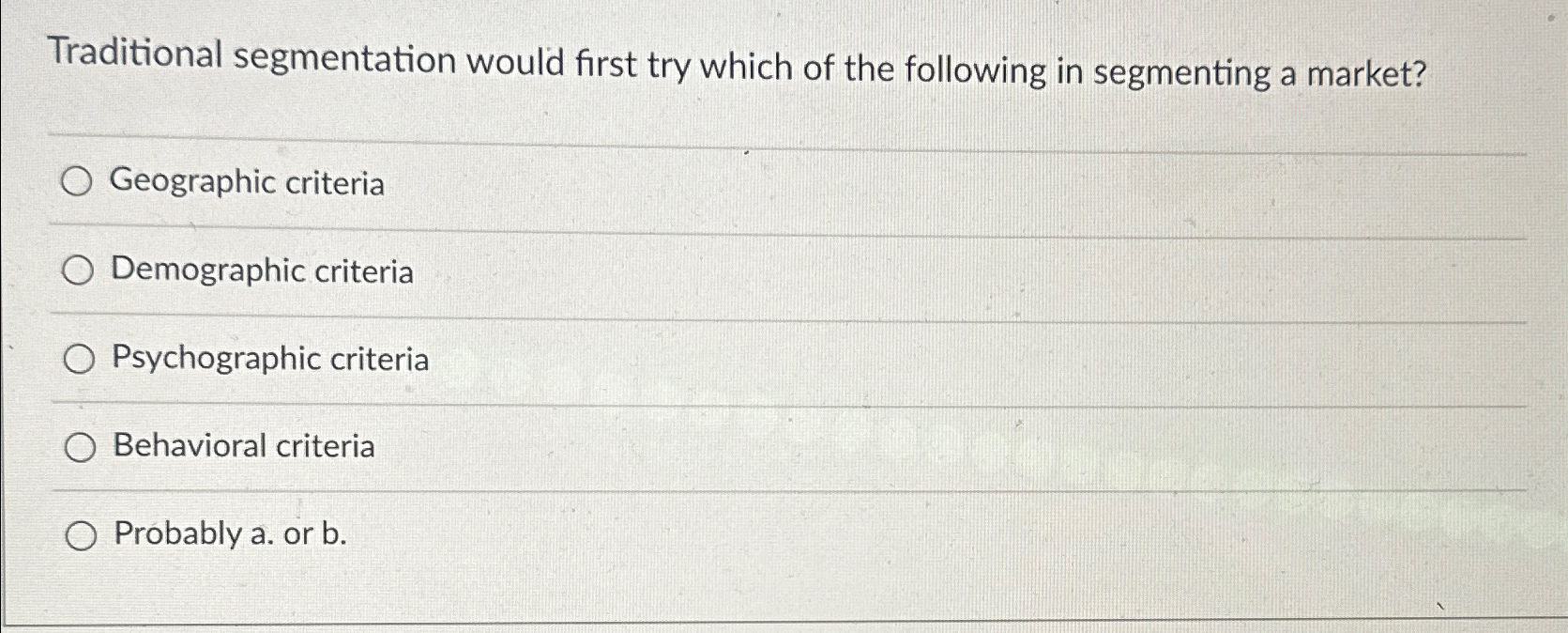 Solved Traditional segmentation would first try which of the | Chegg.com