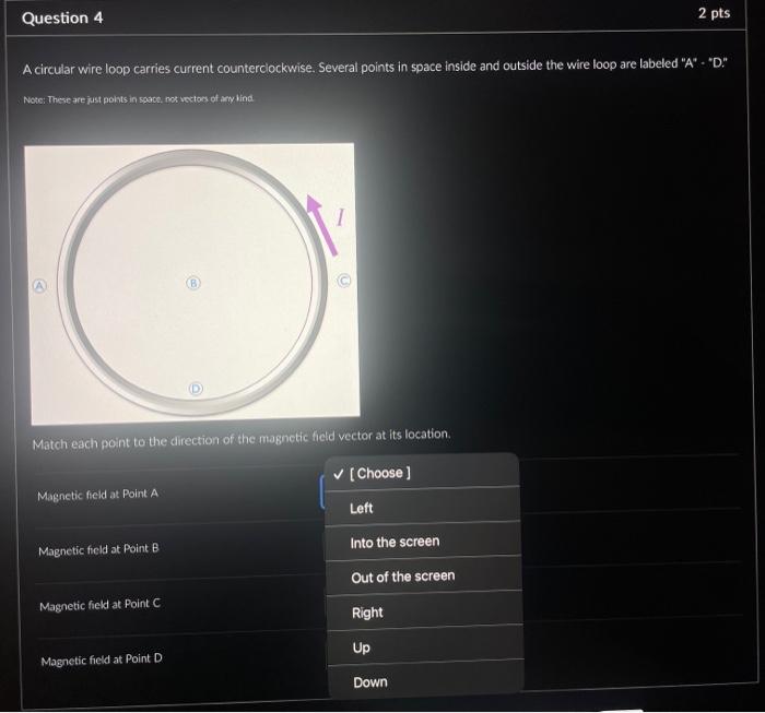 Solved A long, straight wire carries current downward. | Chegg.com