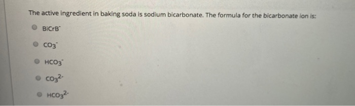 Solved The active ingredient in baking soda is sodium | Chegg.com