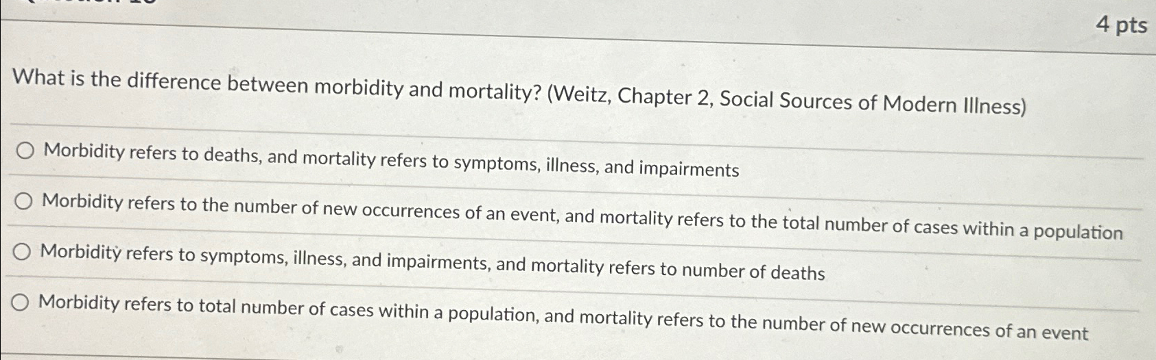 Solved What is the difference between morbidity and | Chegg.com