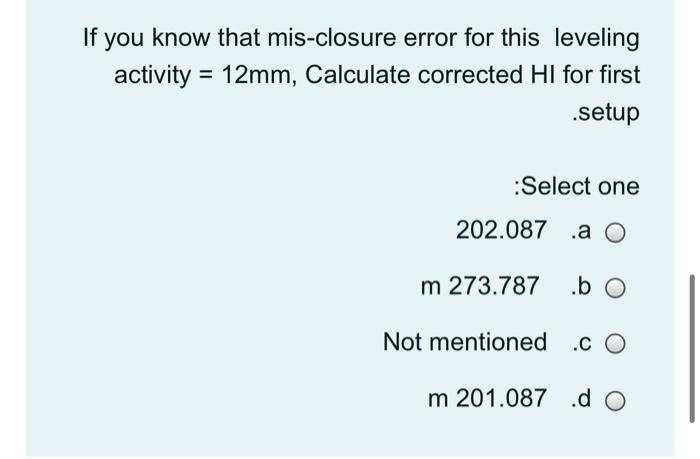 If you know that mis-closure error for this leveling | Chegg.com