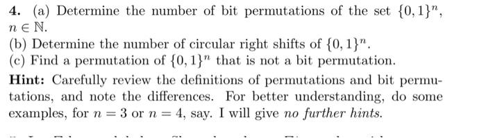 Solved 4. (a) Determine the number of bit permutations of | Chegg.com