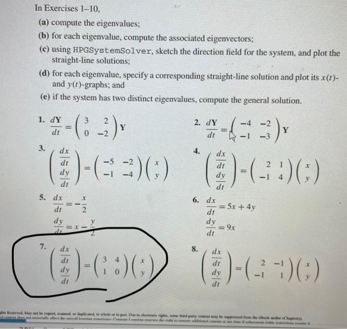 Solved In Exercises 1-10, (a) compute the eigenvalues; (b) | Chegg.com